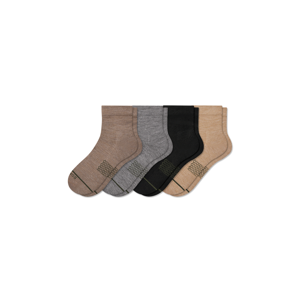 Women's Merino Wool Blend Modern Rib Quarter Sock 4-Pack – Bombas